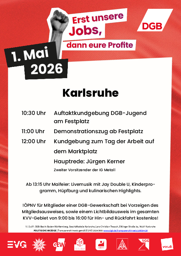 1. Mai 2026 in Karlsruhe | DGB Baden Württemberg