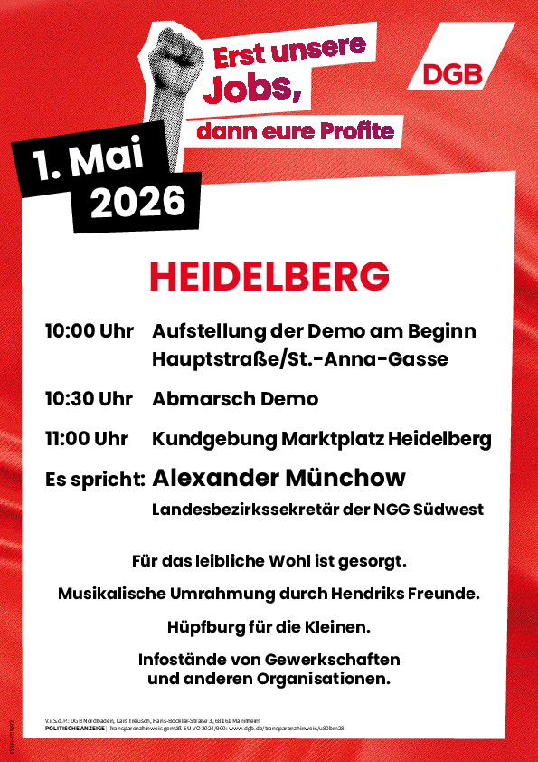 1. Mai 2026 in Heidelberg | DGB Baden Württemberg