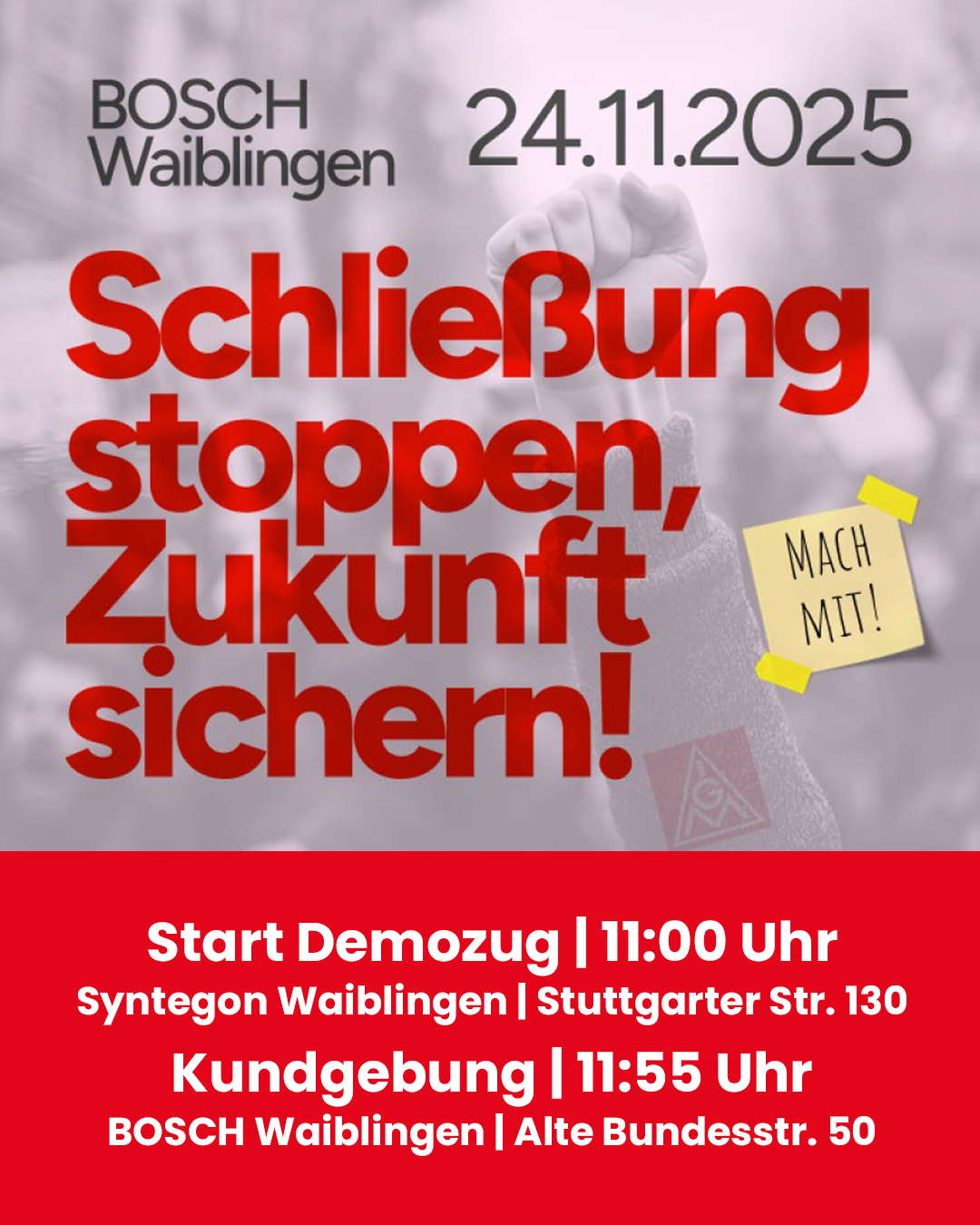Schließung stoppen, Zukunft sichern! | DGB Baden Württemberg