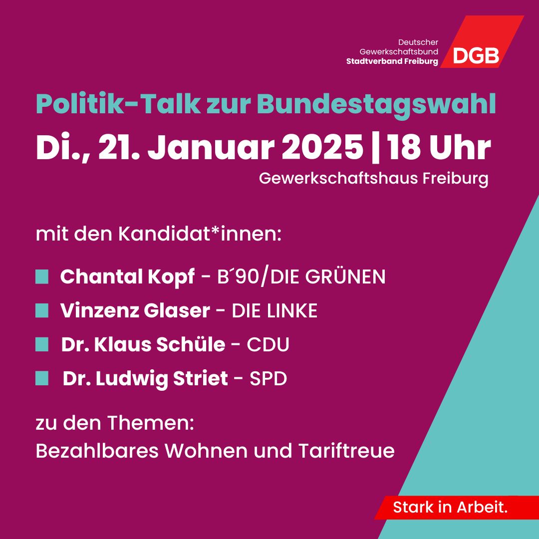 Freiburg: Politik-Talk zur Bundestagswahl | DGB Baden Württemberg