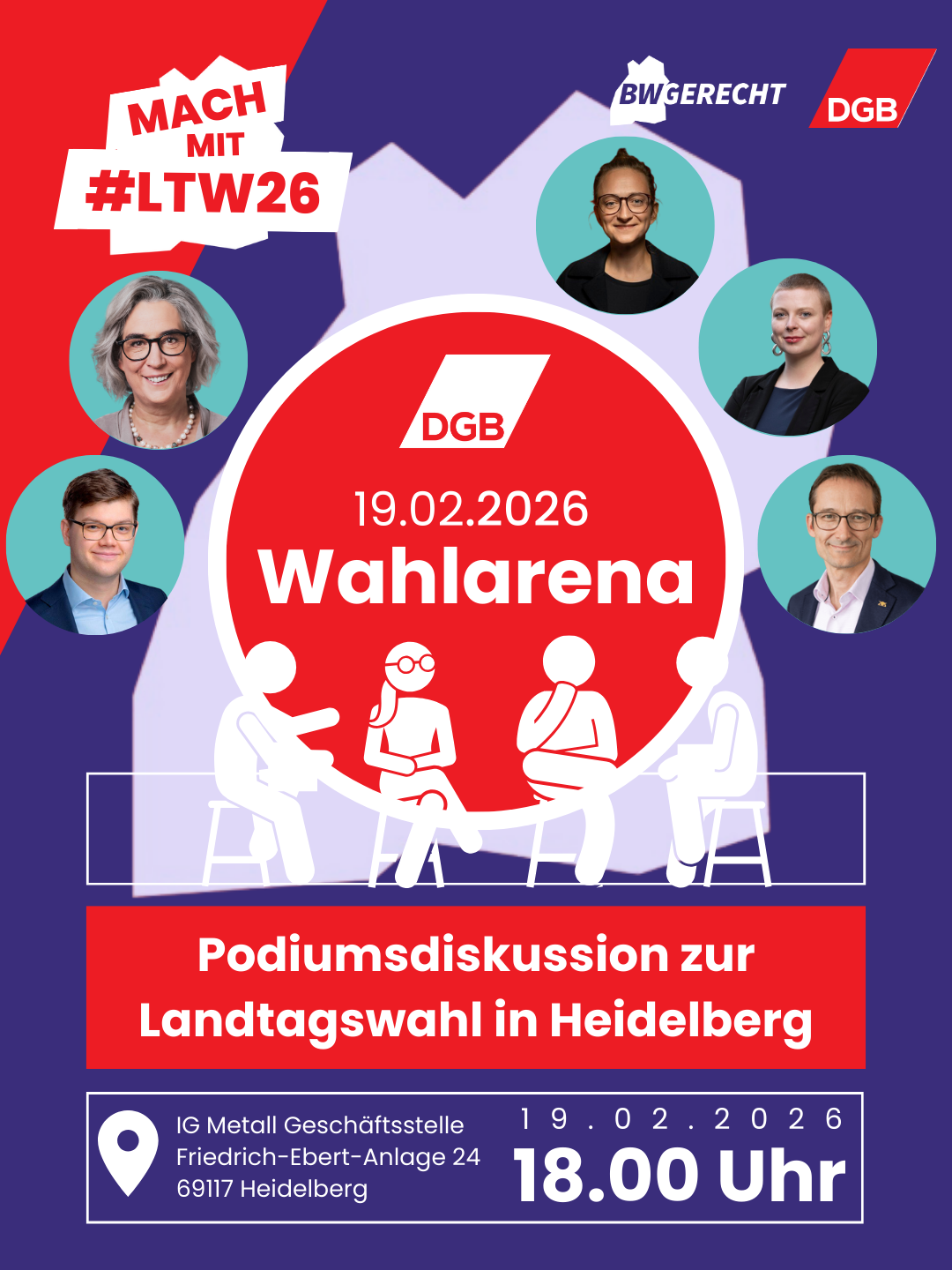 DGB-Wahlarena zur Landtagswahl in Heidelberg | DGB Baden Württemberg