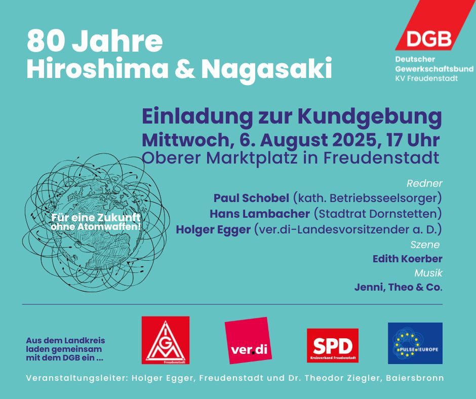 Kundgebung Freudenstadt 80 Jahre Hiroshima & Nagasaki | DGB Baden ...
