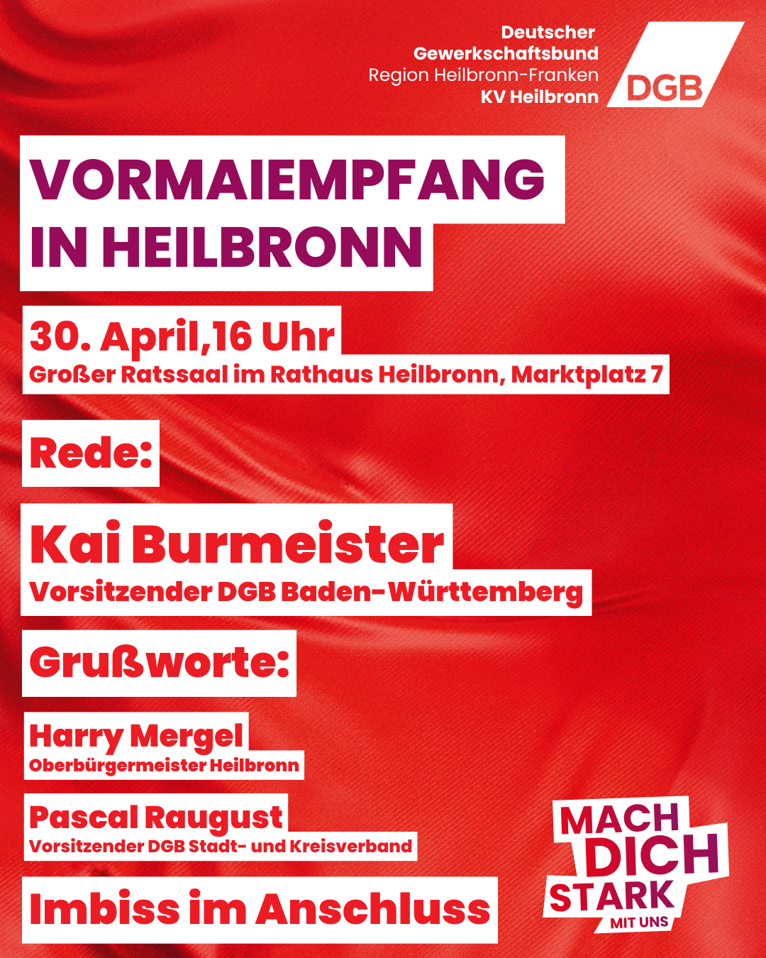 Vormai-Empfang in Heilbronn | DGB Baden Württemberg